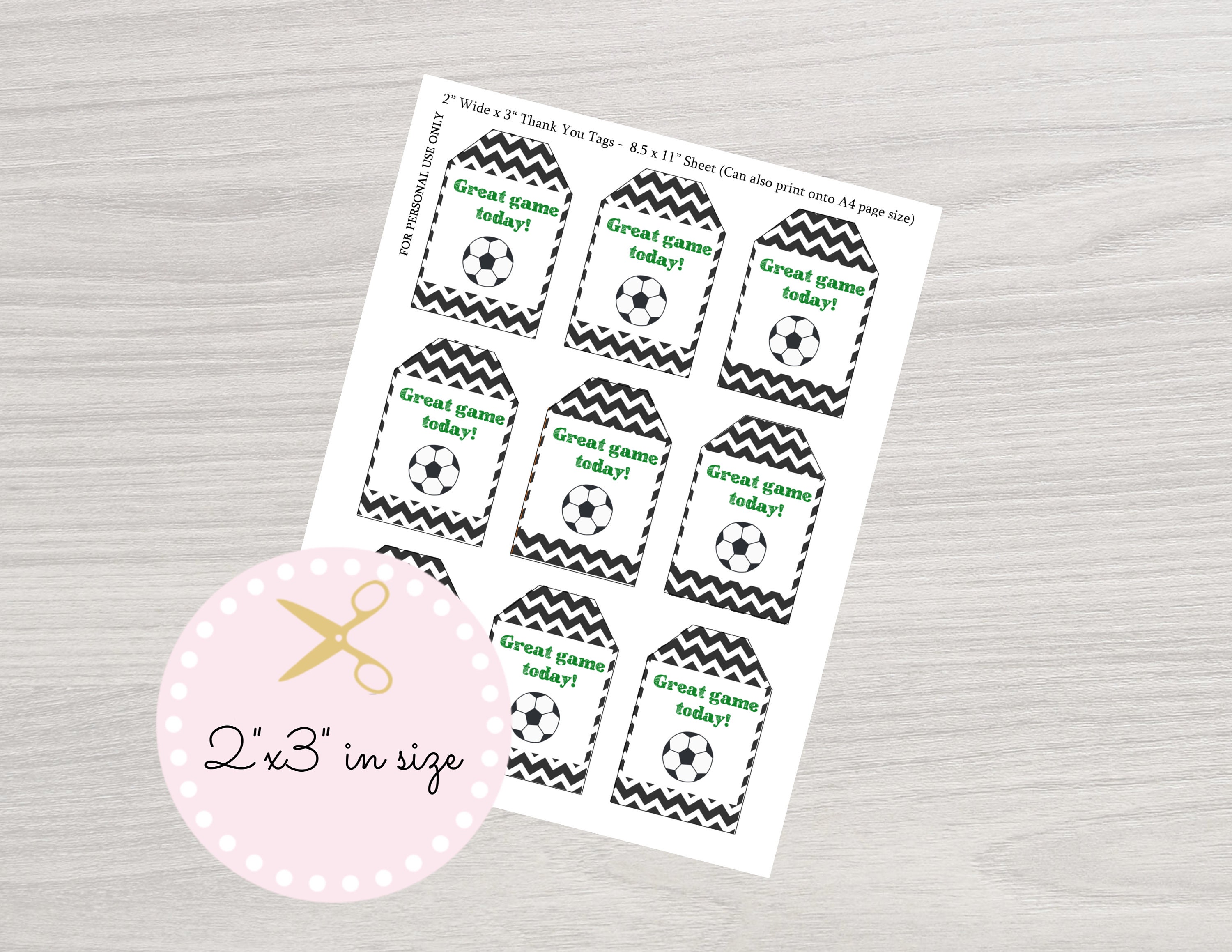Soccer Printable Gift Tag for Snacks Great Game Today Favor - Etsy