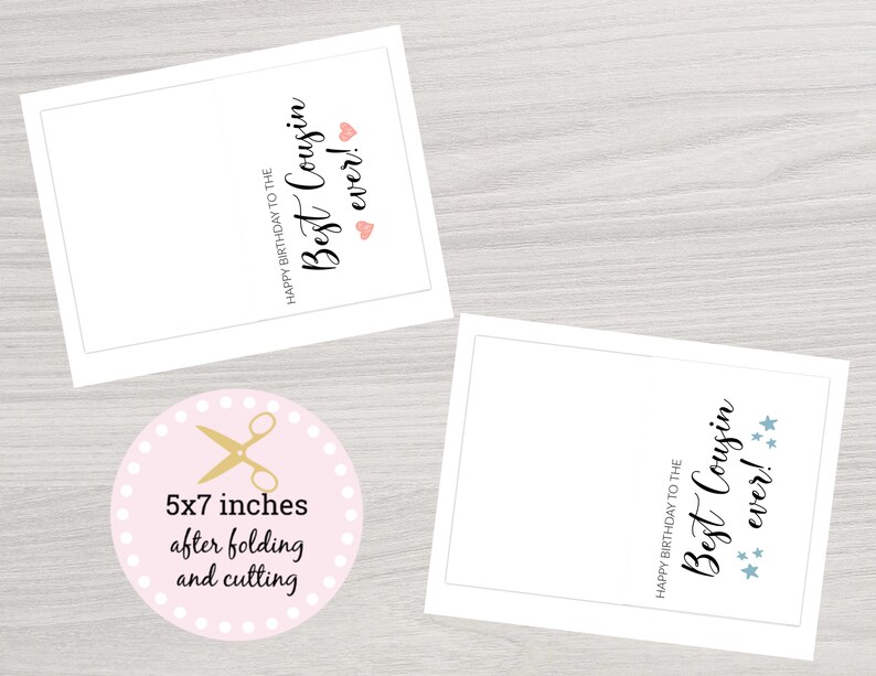 Birthday Card for Cousin Printable Cousin Birthday Card - Etsy