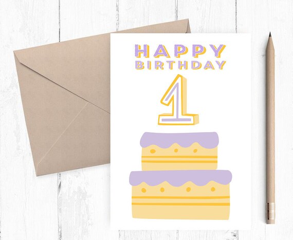 First Birthday Happy Birthday Card Printable 1st Birthday | Etsy