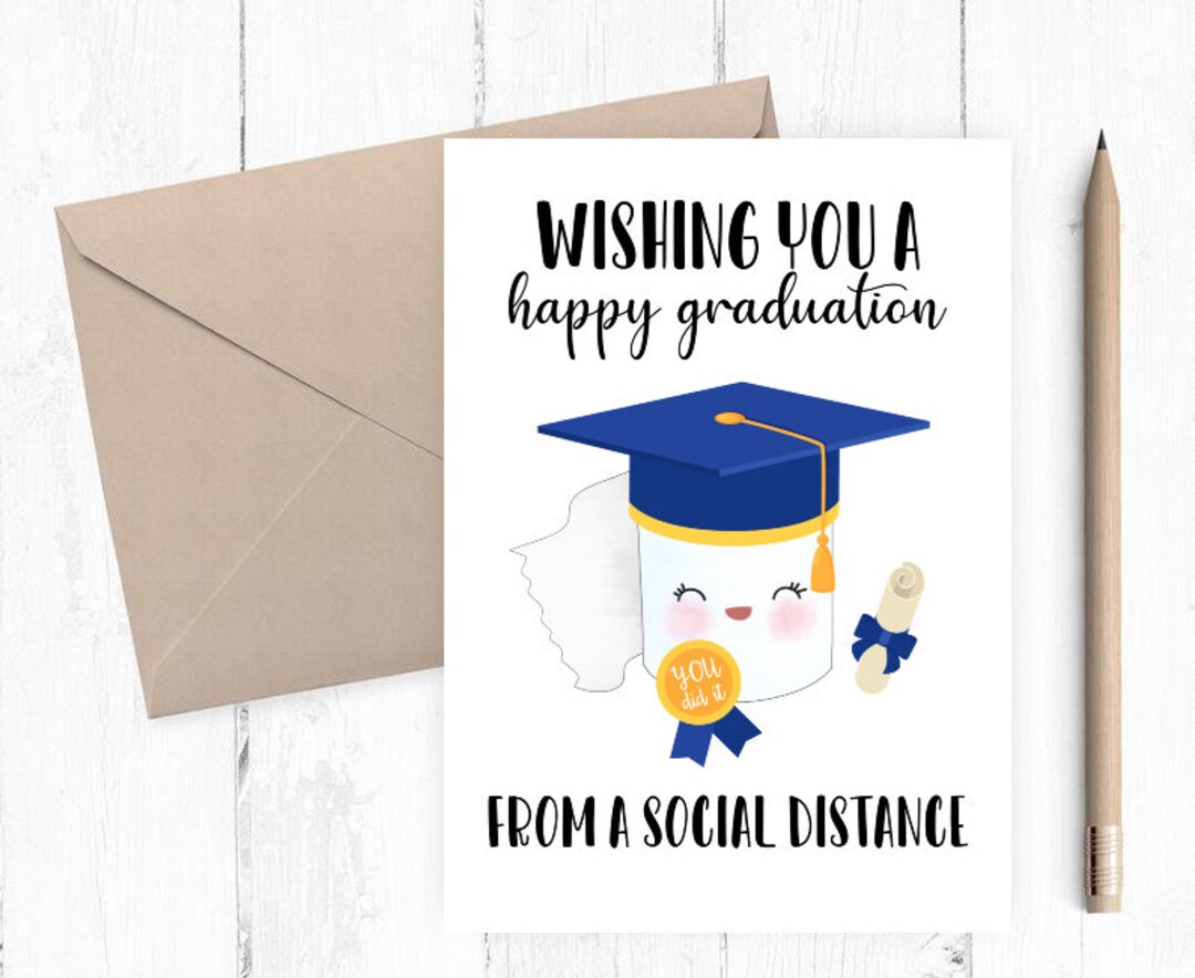 Social Distance Graduation Card, Printable Graduation Card, Quarantine ...