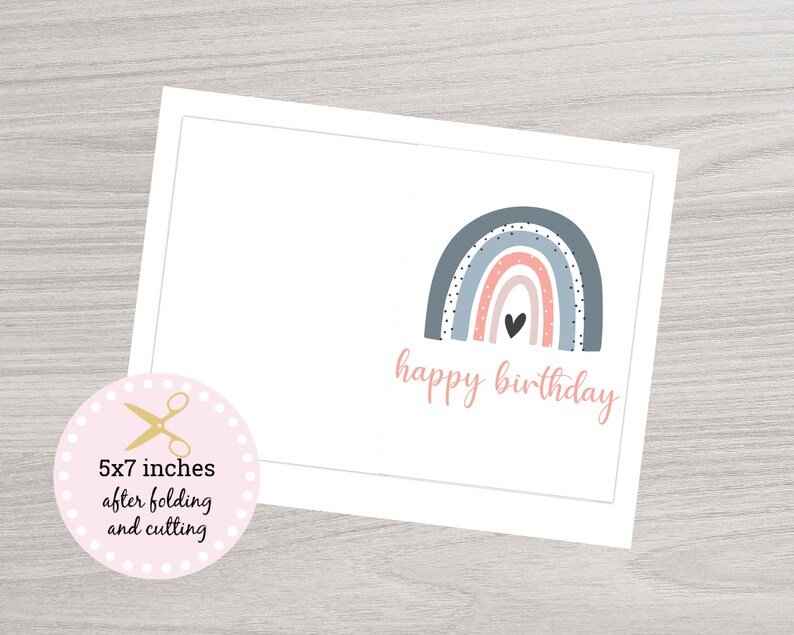 Boho Rainbow Happy Birthday Card Birthday Card For Her JPG | Etsy