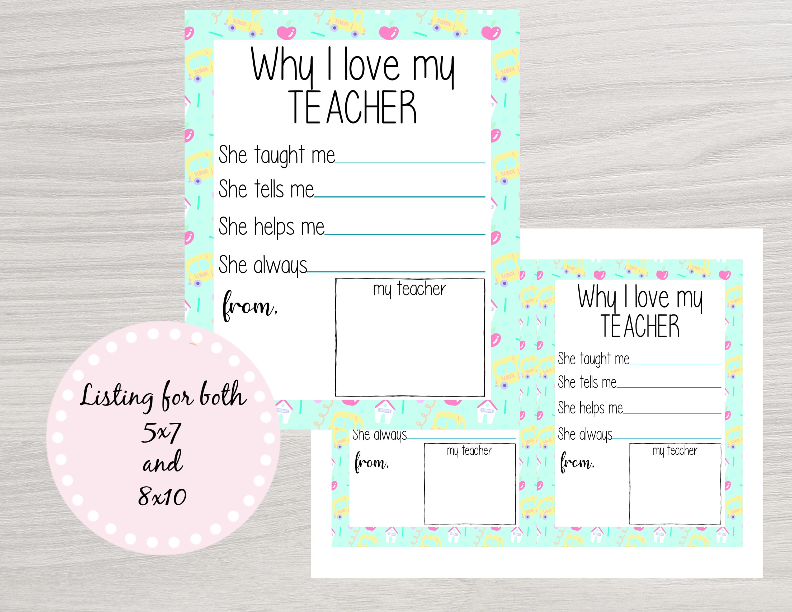 Teacher Appreciation Printable Why I Love My Teacher Teacher - Etsy ...