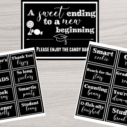 Graduation Candy Buffet Labels and Sign Graduation Party - Etsy