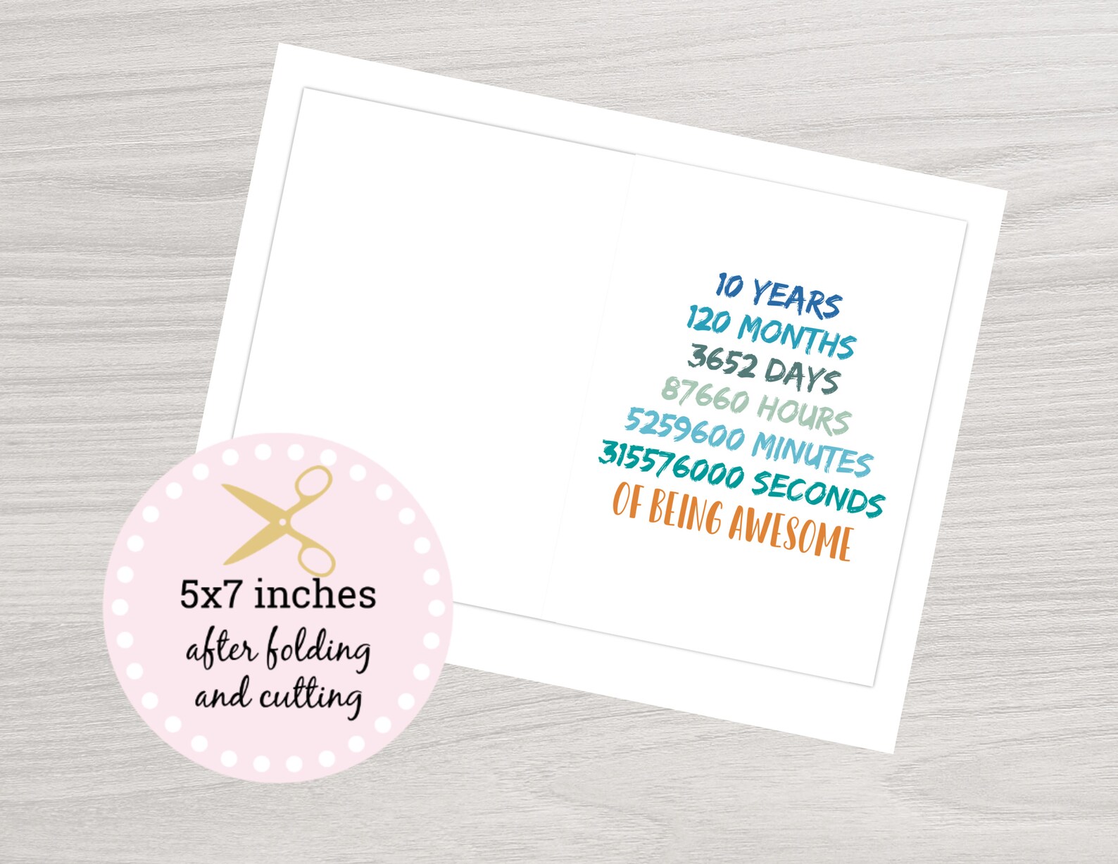 10 Year Old Birthday Card, Printable Birthday Card for 10 Year Old ...