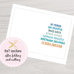 10 Year Old Birthday Card, Printable Birthday Card for 10 Year Old ...