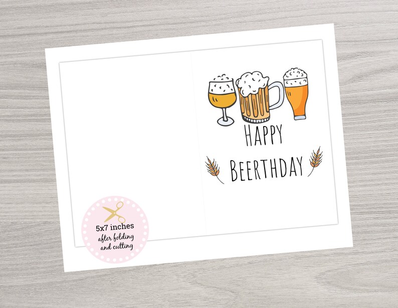 Printable Birthday Card Instant Download Beer Birthday Card - Etsy