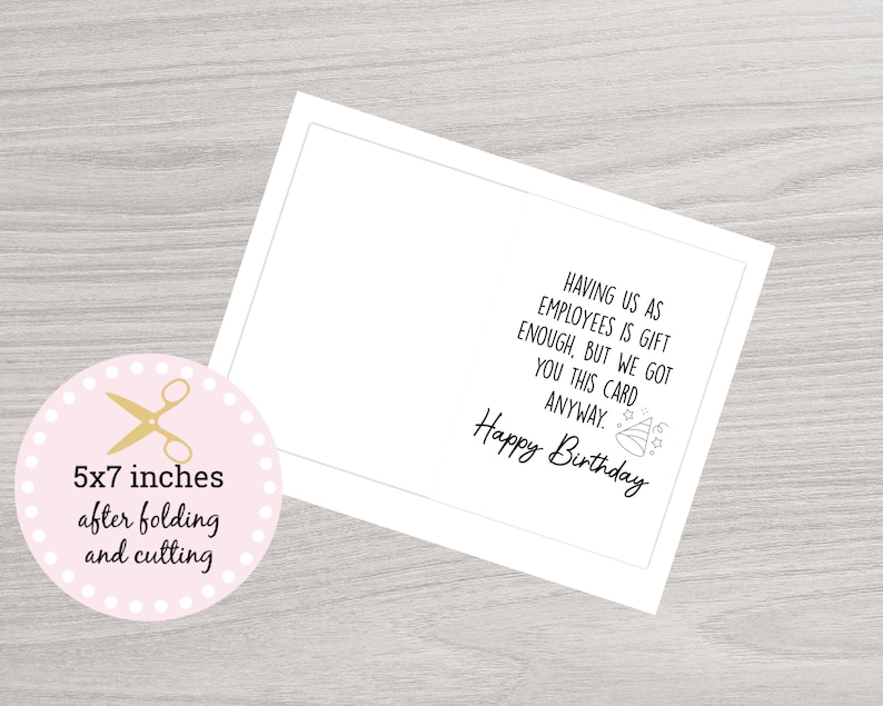 Funny Happy Birthday Boss Card, Printable Only, Boss Birthday Card From ...