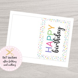 Sprinkles Happy Birthday Card,birthday Card for Her, JPG Instant ...