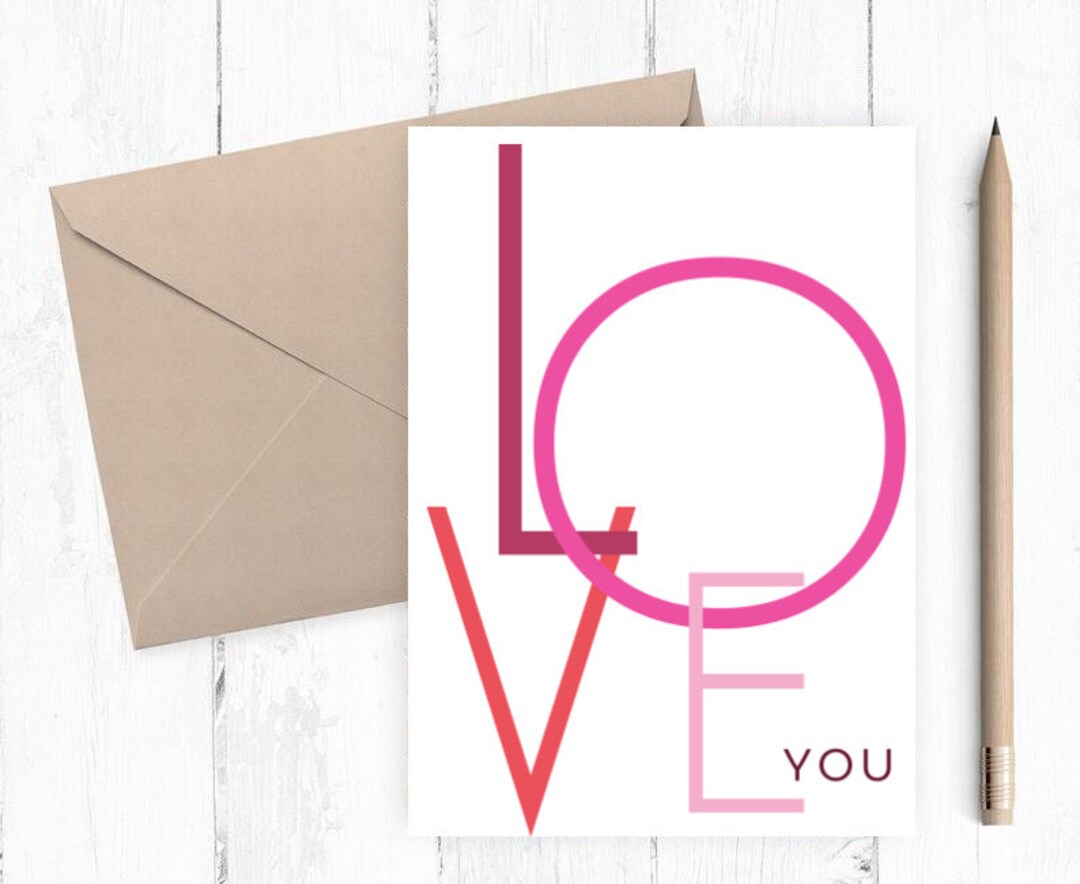 Printable LOVE Valentine's Day Card, Romantic Love You Card, Happy ...