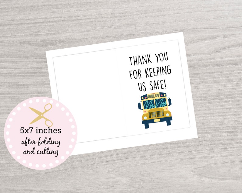 Bus Driver Card, Printable Card for Bus Driver, Instant Download ...