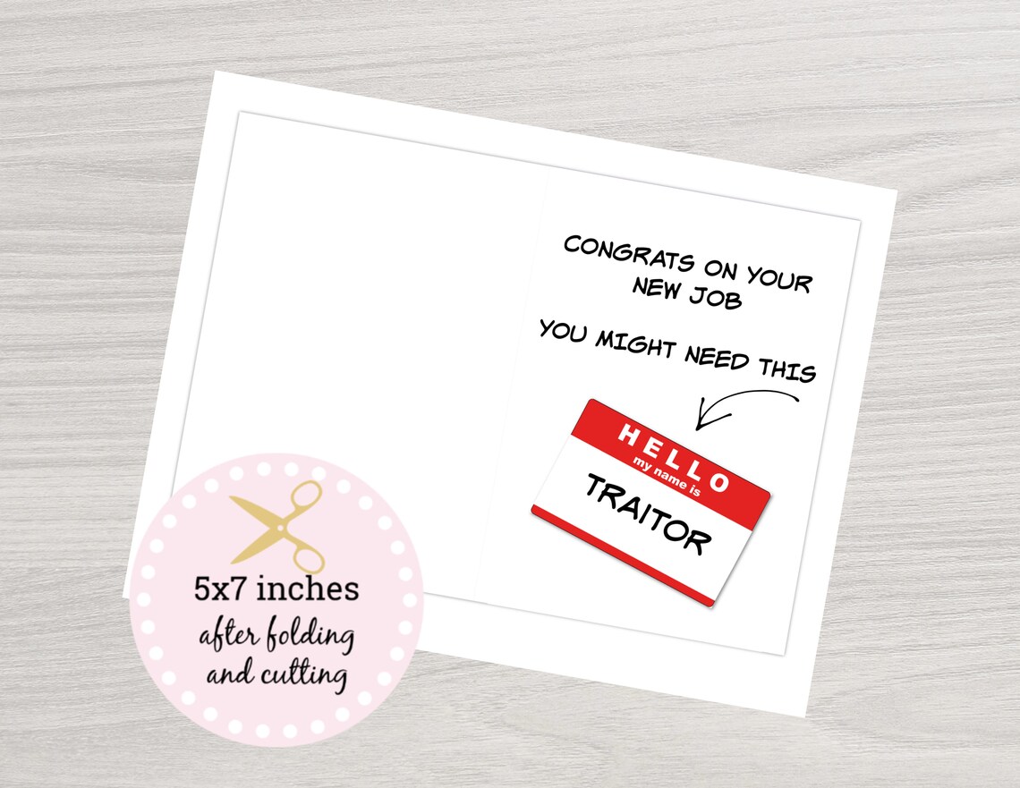 Printable New Job Card Instant Download Farewell Card | Etsy