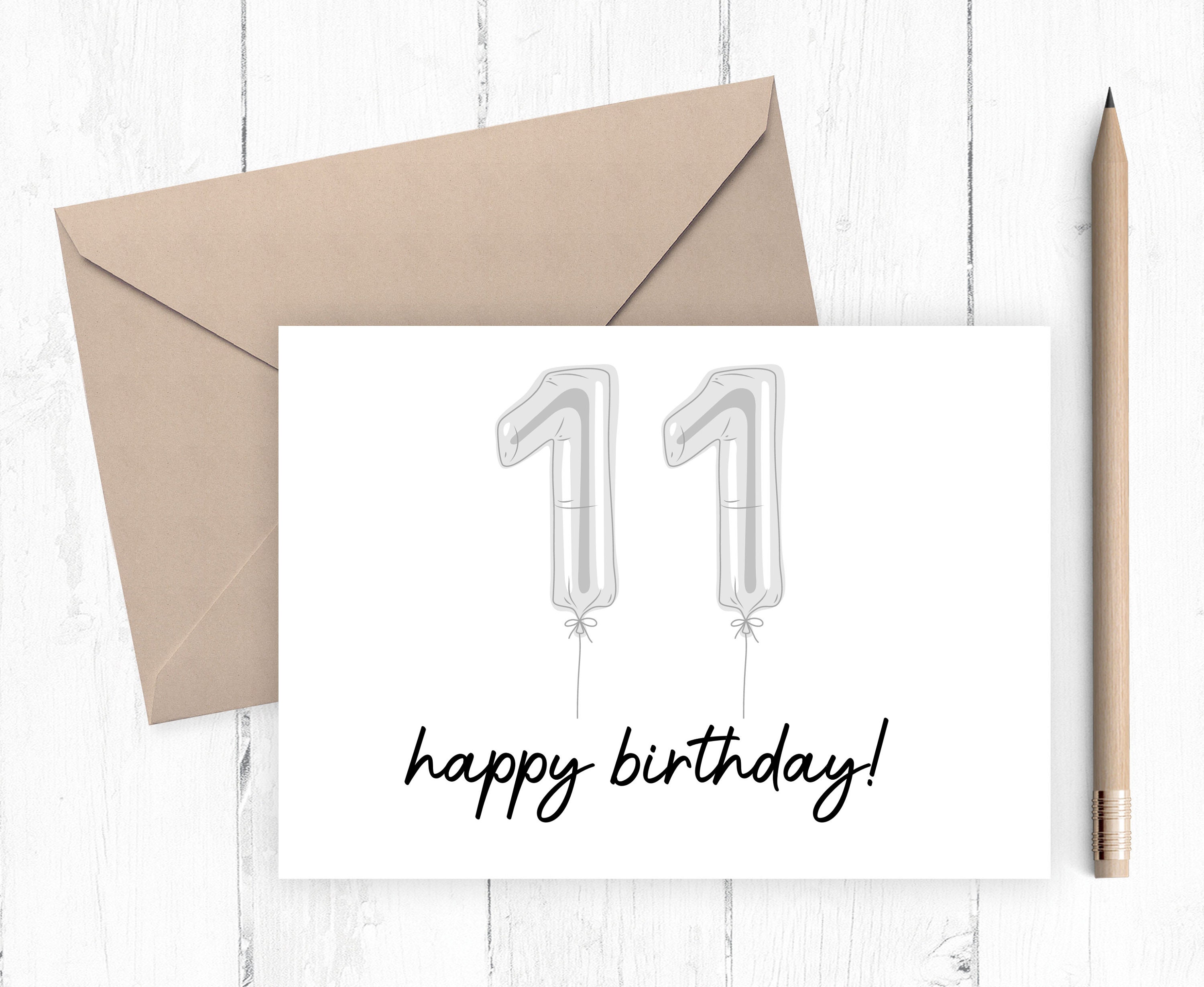 11th Birthday Card Printable 11 year old Birthday Card PDF | Etsy