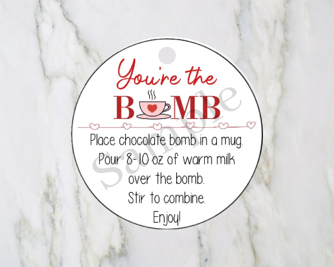 Printable Valentine's Day Round Hot Cocoa Bomb Labels, Hot Chocolate ...