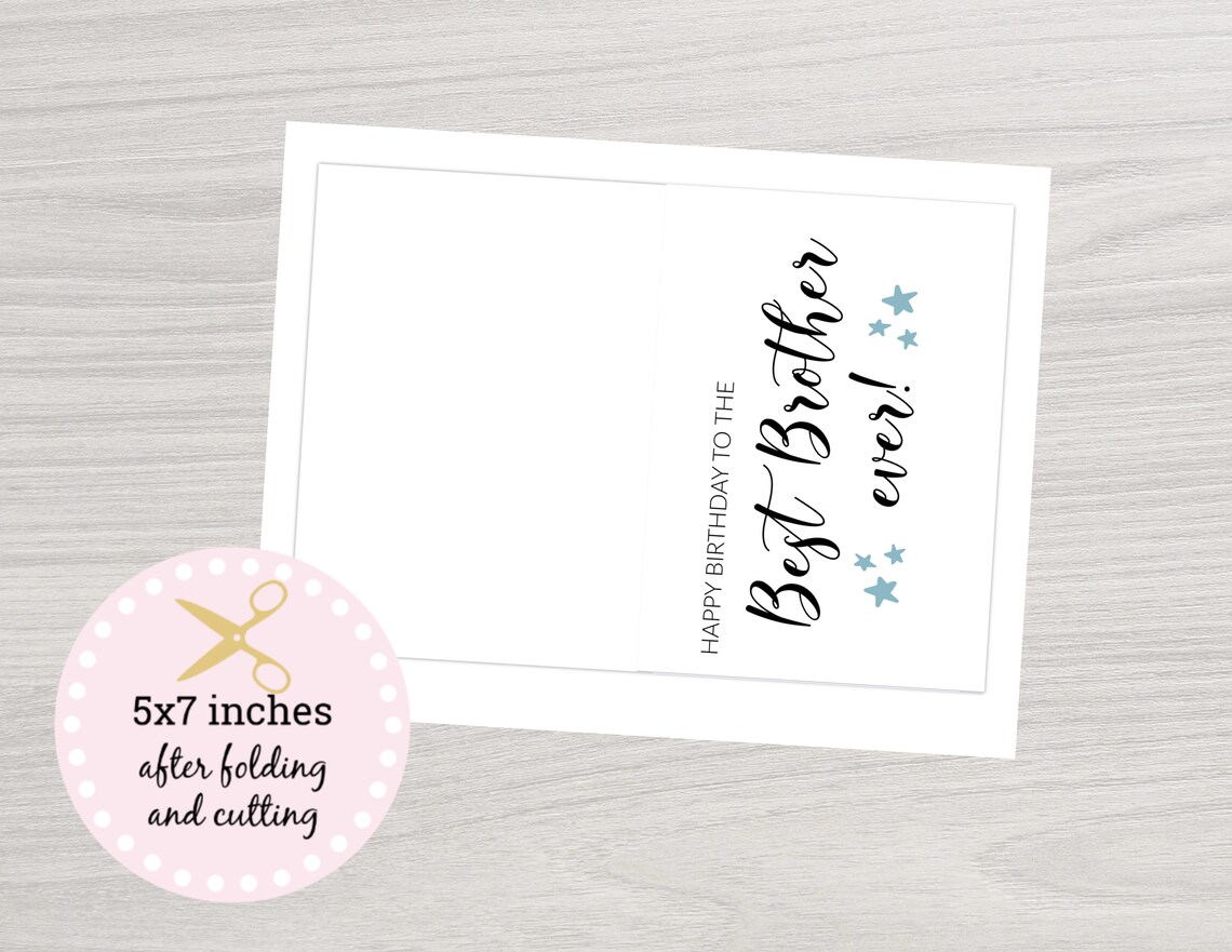 Birthday Card to Brother Printable Brother Birthday Card | Etsy