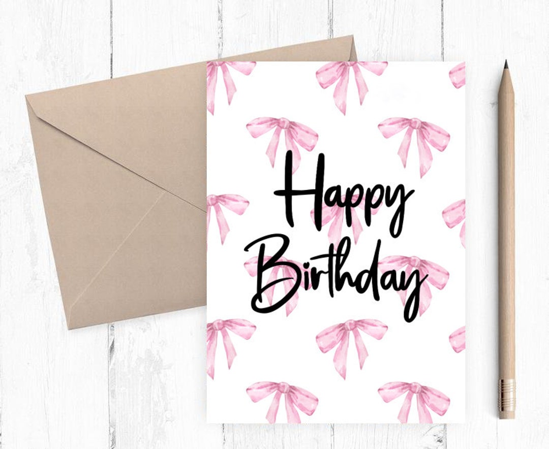 Printable Girly Happy Birthday Card, Chic Happy Birthday Card, Instant ...