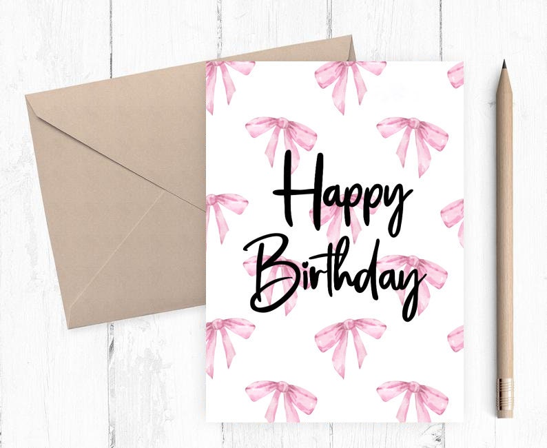Printable Girly Happy Birthday Card, Chic Happy Birthday Card, Instant ...