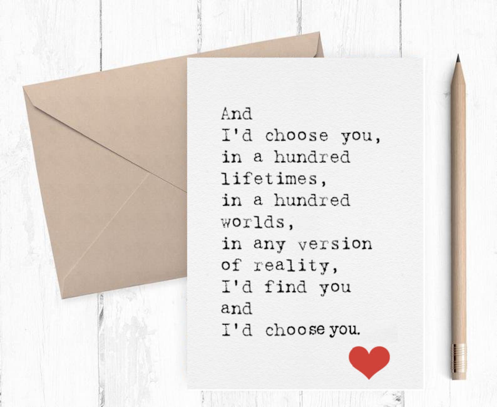 Romantic Love You Card Printable Anniversary Card Card Card - Etsy
