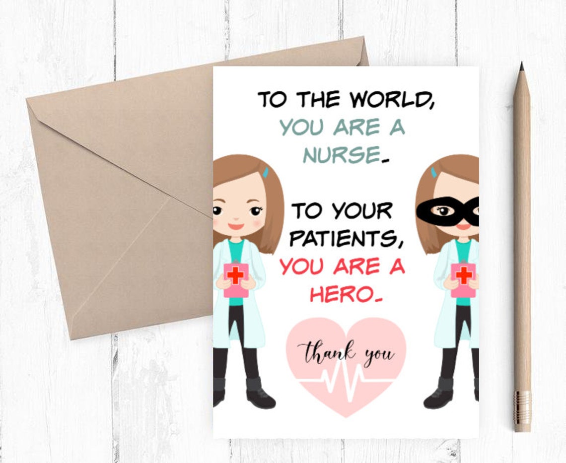 Thank You Card to Nurse Printable Thank You Nurse | Etsy
