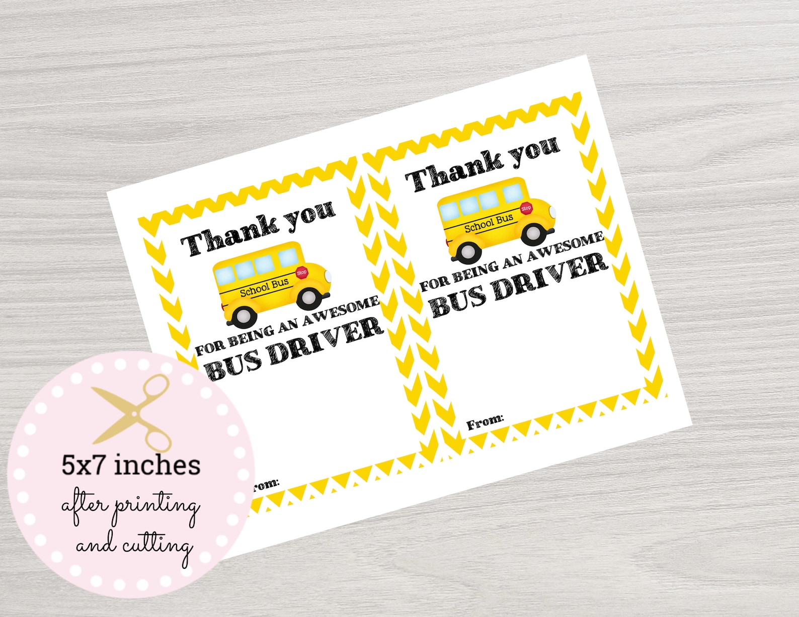 Thank You Bus Driver Gift Card Printable Teacher Gift Card - Etsy