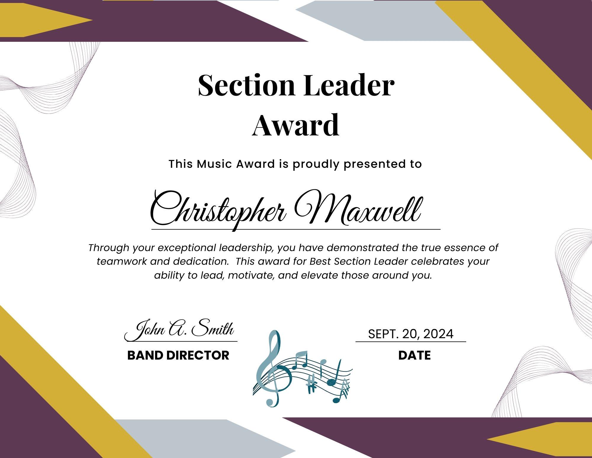 Music Award Certificates - Set of Six Customizable and Editable Music ...