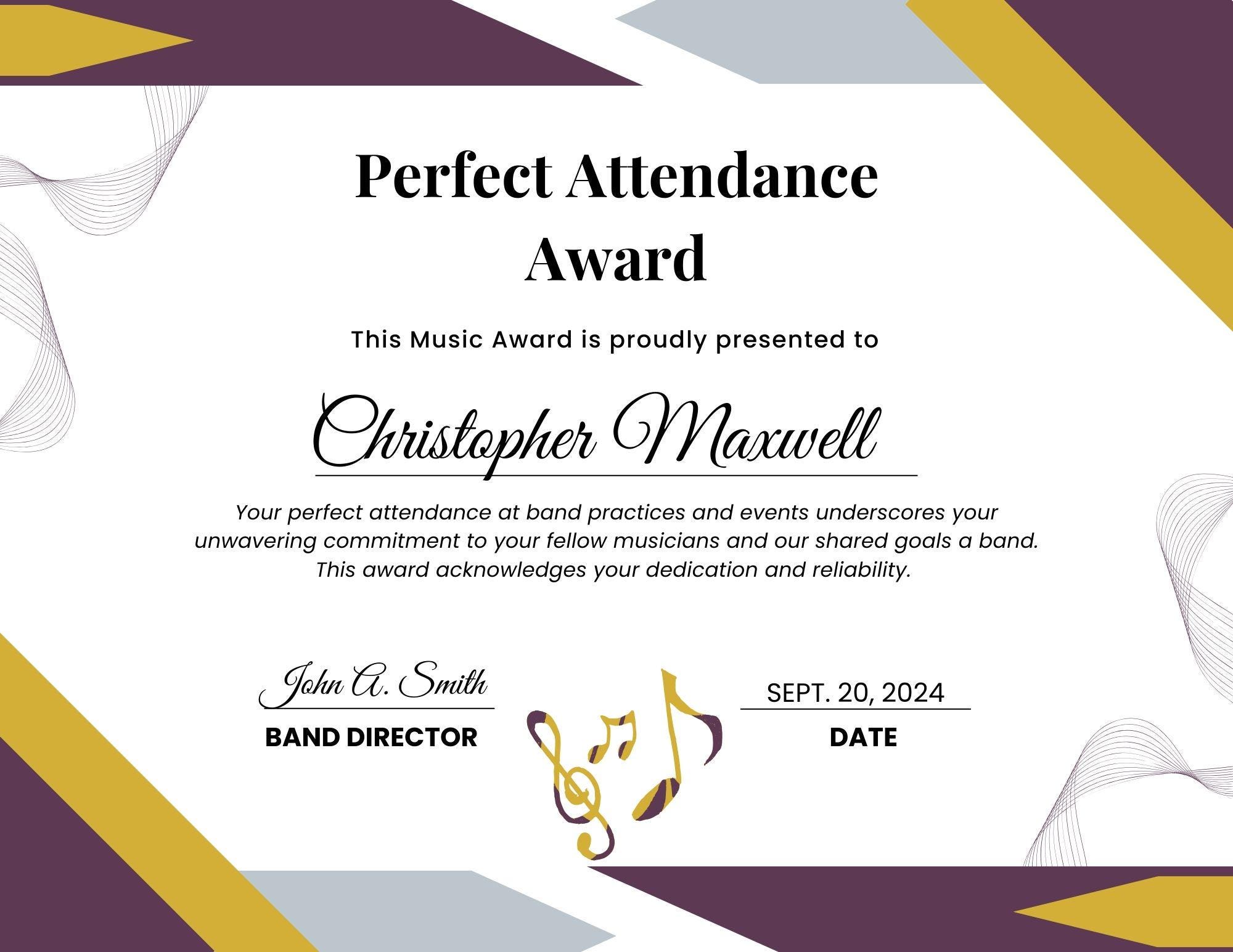 Customizable Music Award Certificates - High School & Middle School ...