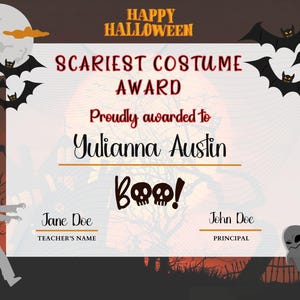Halloween Award Certificates - Set of Four Award Certificates, Great ...