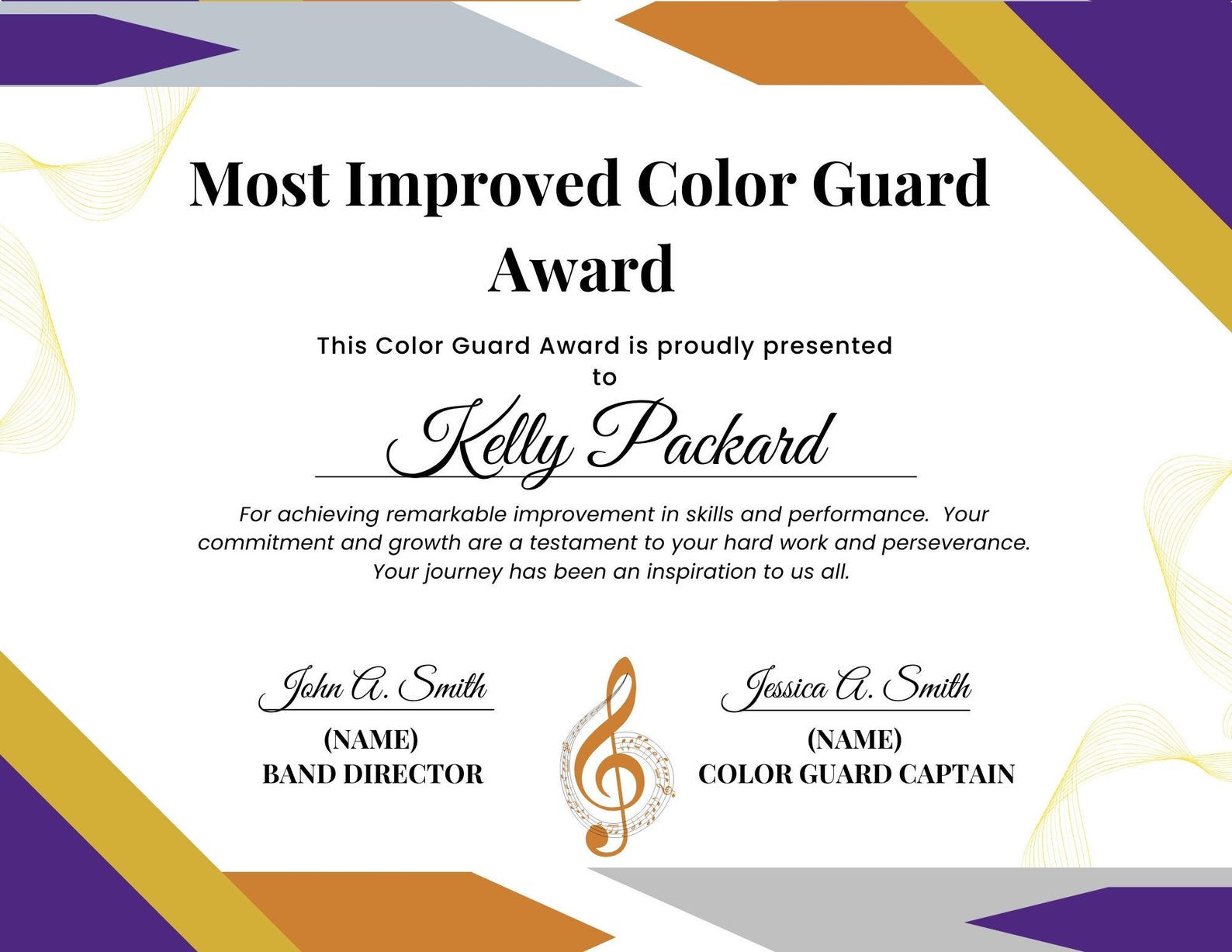 Marching Band Color Guard Award Certificates - Set of Six (6) Digital ...