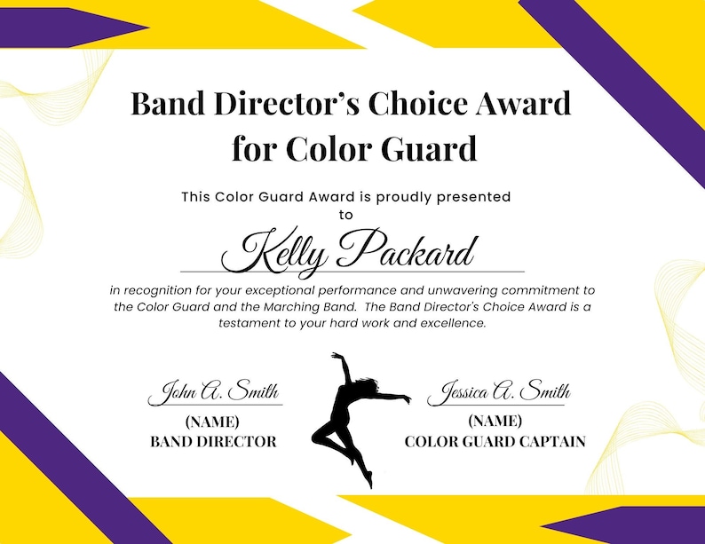 Marching Band Color Guard Award Certificates - Set of Six (6) Digital ...