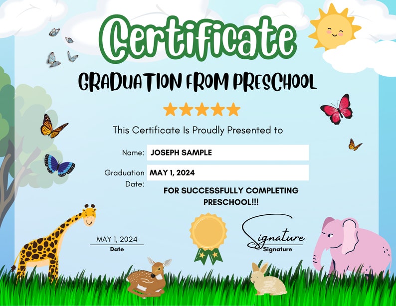 Preschool Graduation Certificate - Great for Teachers, Digital Product ...
