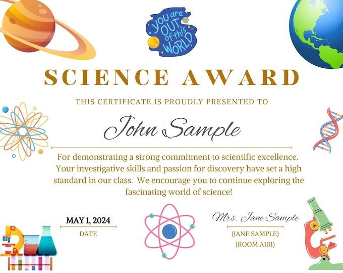 Editable STEM Award Certificate, Kids School Appreciation (canva ...