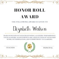 Editable School Honor Roll Certificate Academic Excellence Award (canva ...