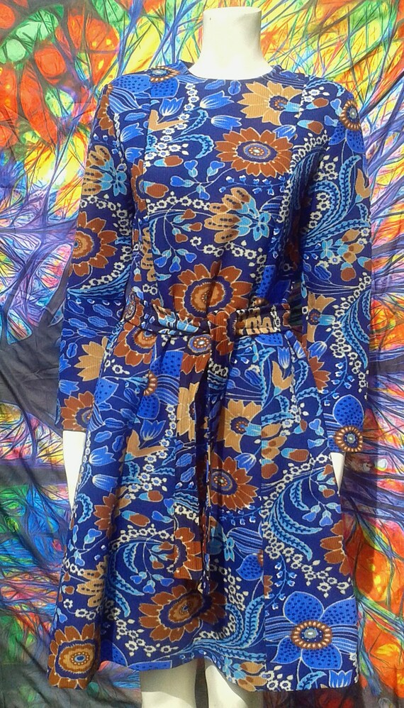 Vintage 1970's Psychedelic Fit and Flare Dress - Gem