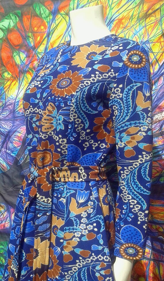 Vintage 1970's Psychedelic Fit and Flare Dress - Gem