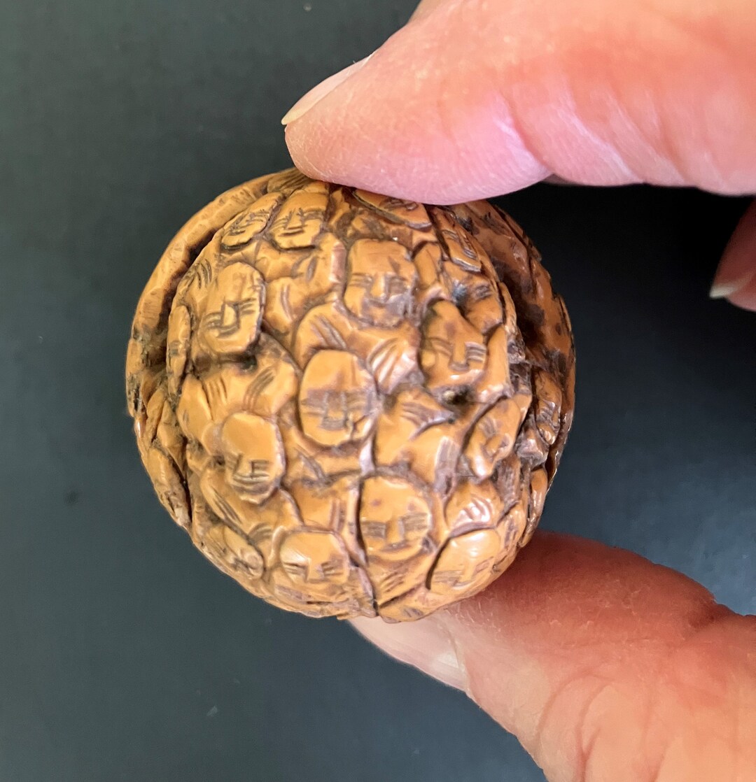 Vintage Monks Carved on Nut Shell - Etsy