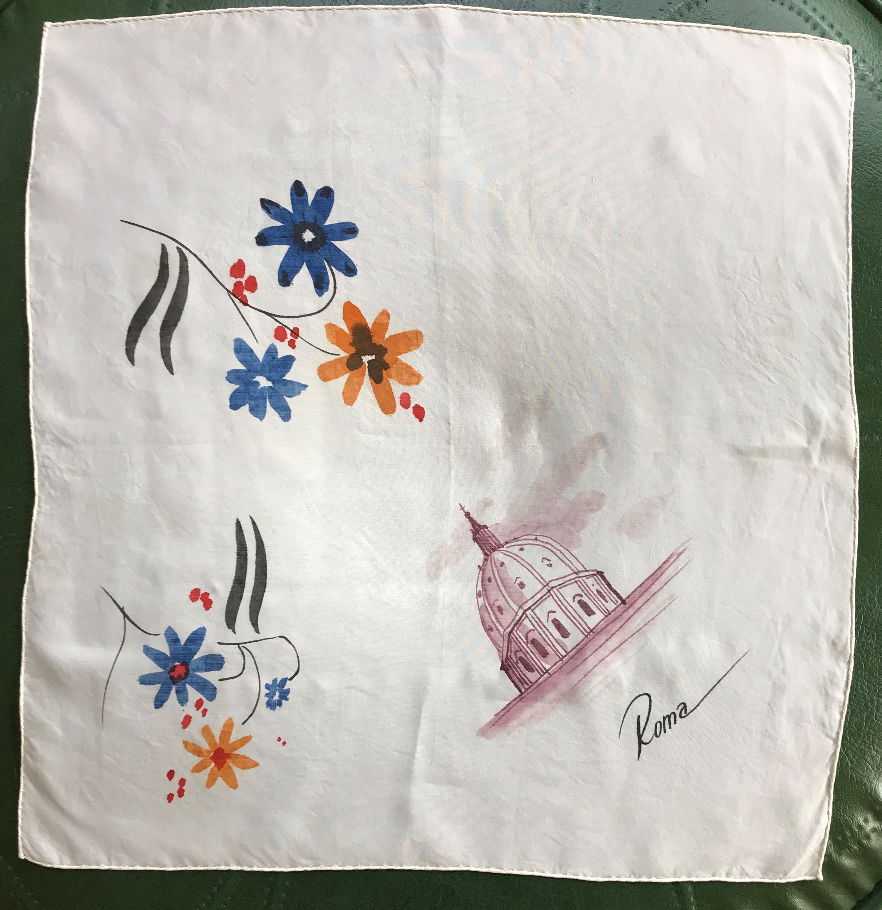 Vintage Roma Hand Painted Handkerchief - Etsy UK