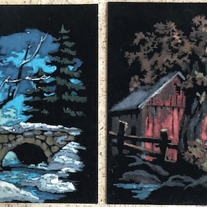 Vintage Two Paint by Number Scenes on Velour - Etsy