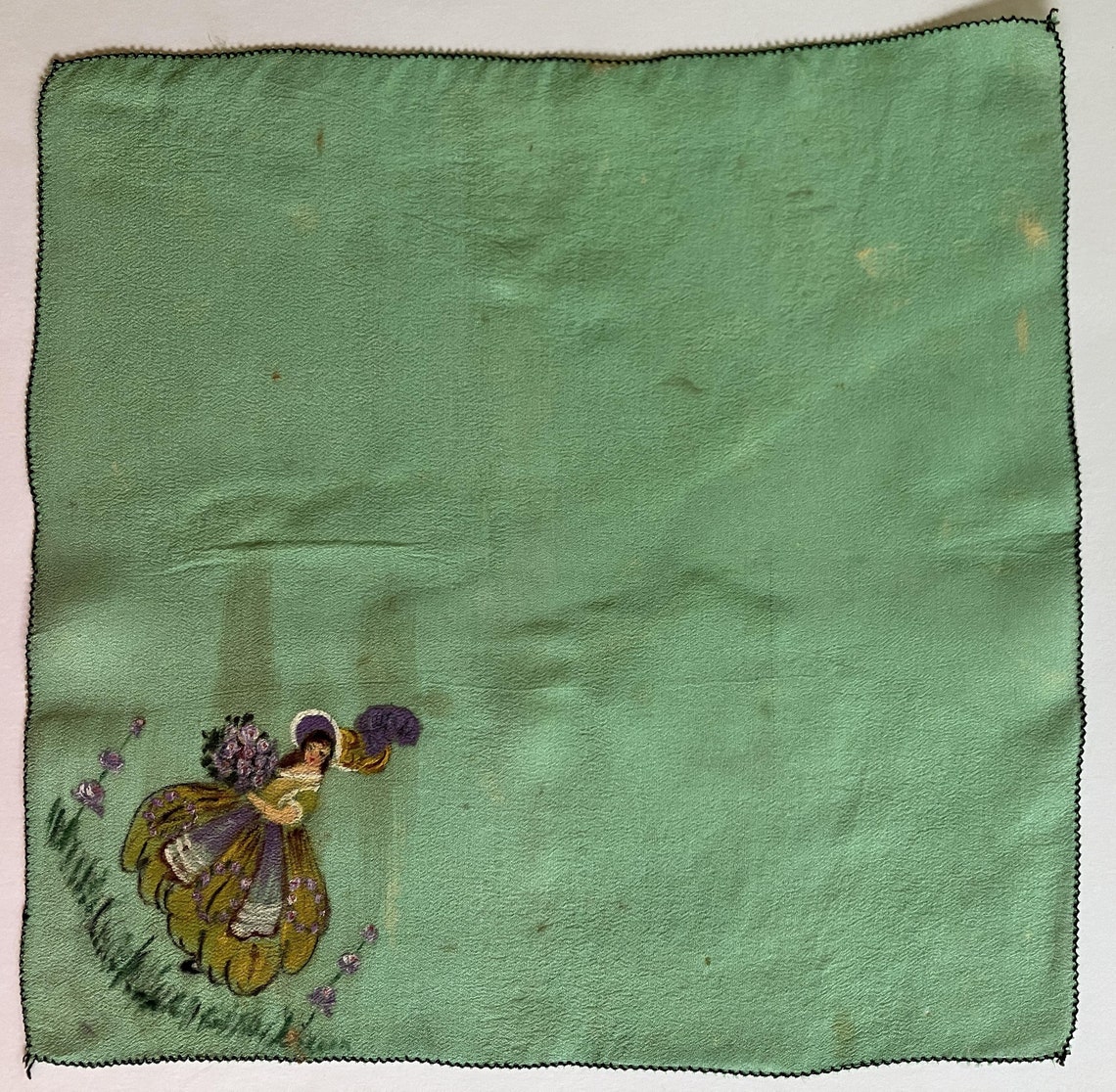Vintage Hand Painted Handkerchief - Etsy