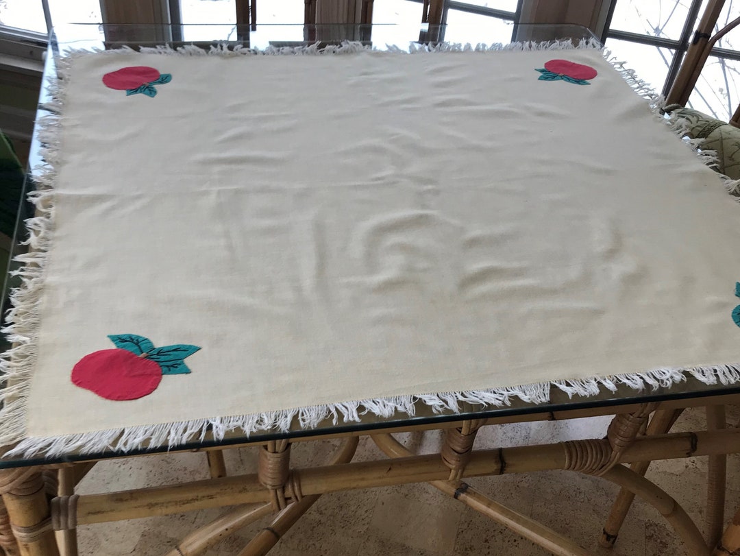 Vintage Appliqued Apple Tablecloth - Etsy UK