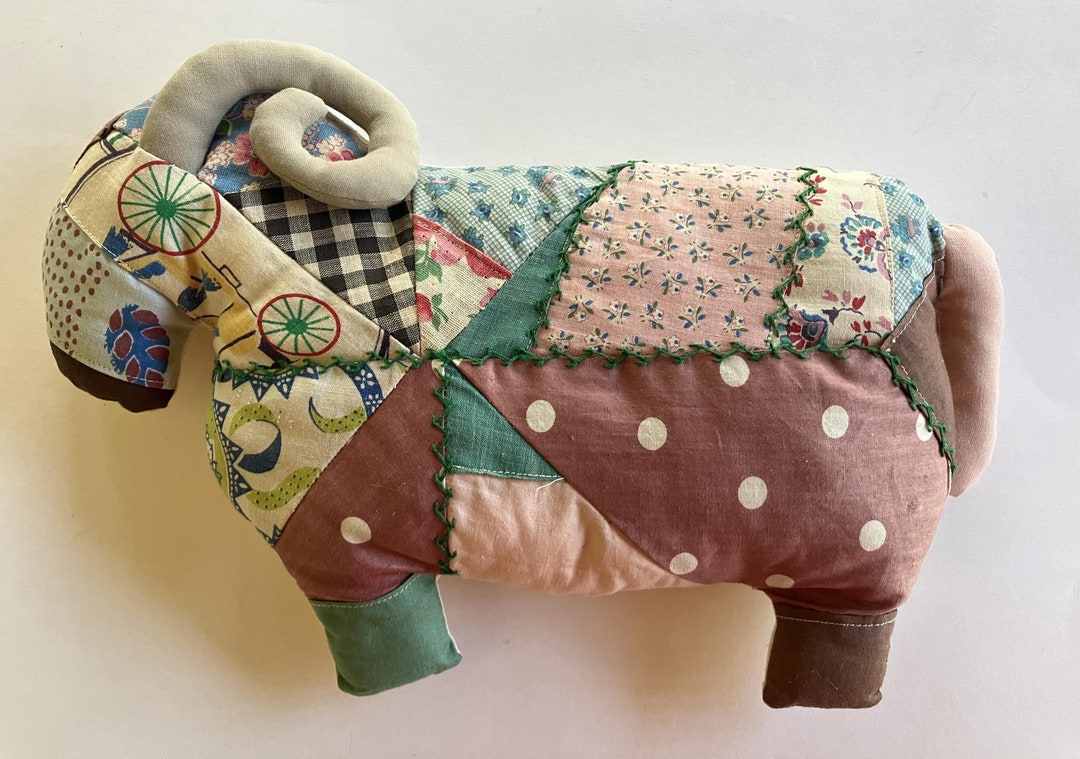 Vintage Patchwork Stuffed Ram - Etsy