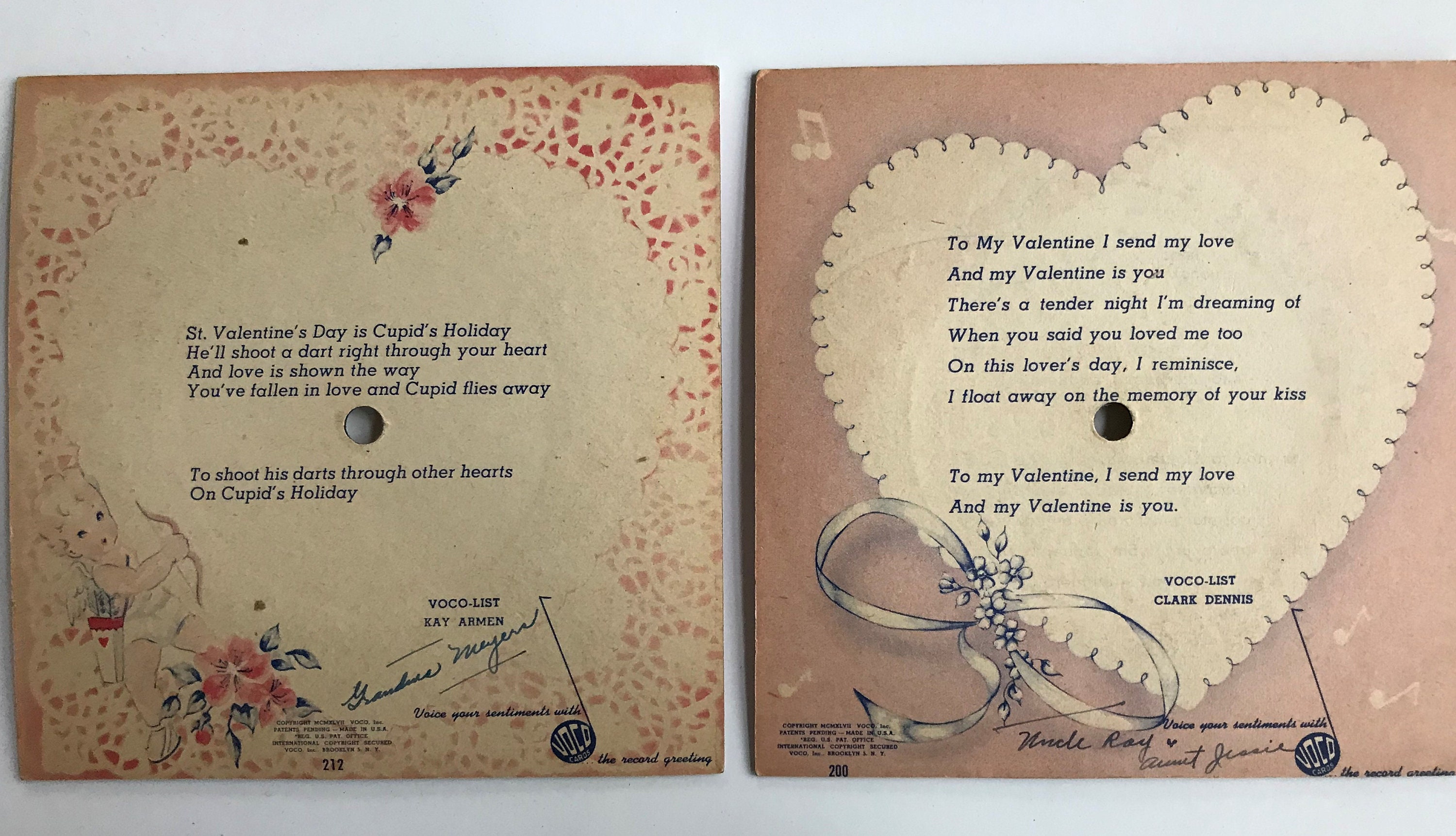 Two Vintage Voco Record Cards - Etsy