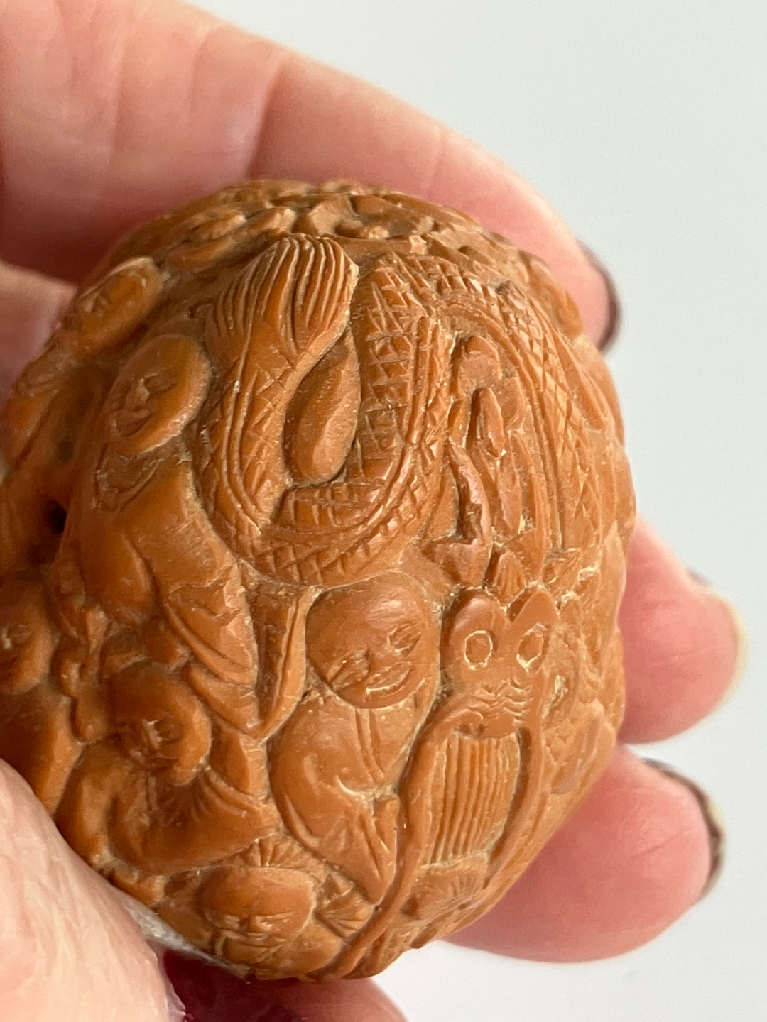 Vintage Asian Carved Walnut - Etsy