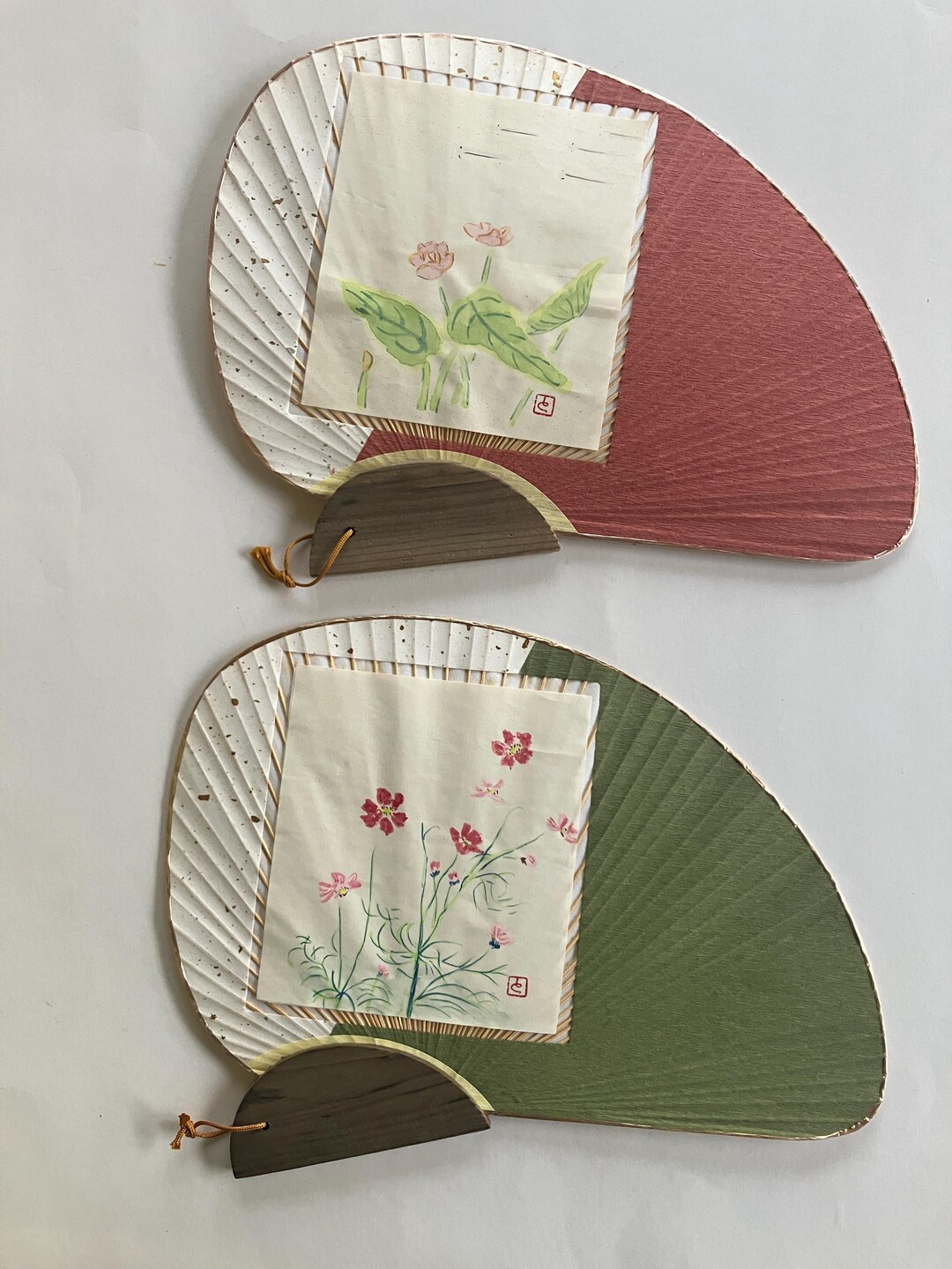 Vintage Pair of Sumi-e Japanese Fans - Etsy