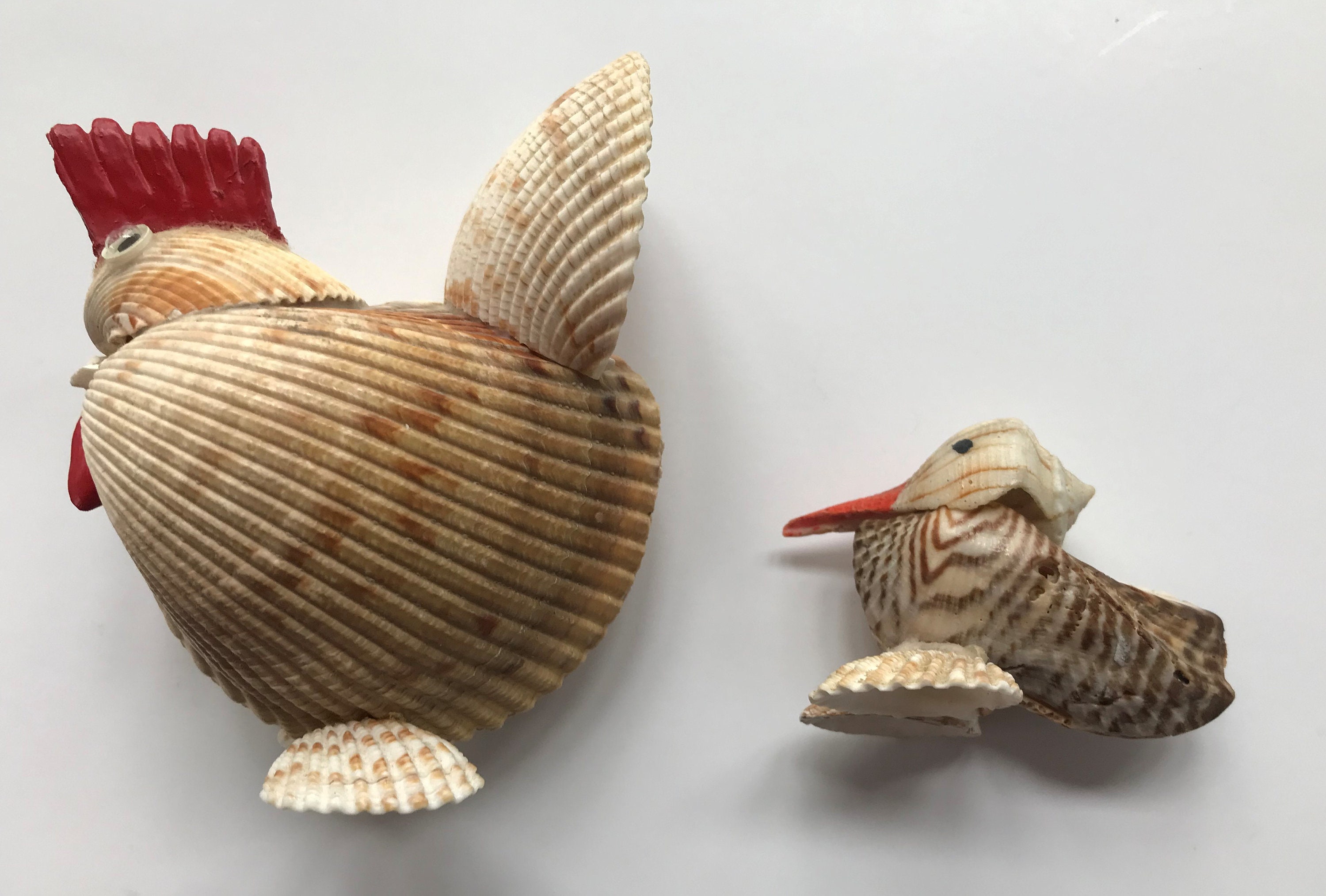 Vintage Shell Hen and Bird - Etsy