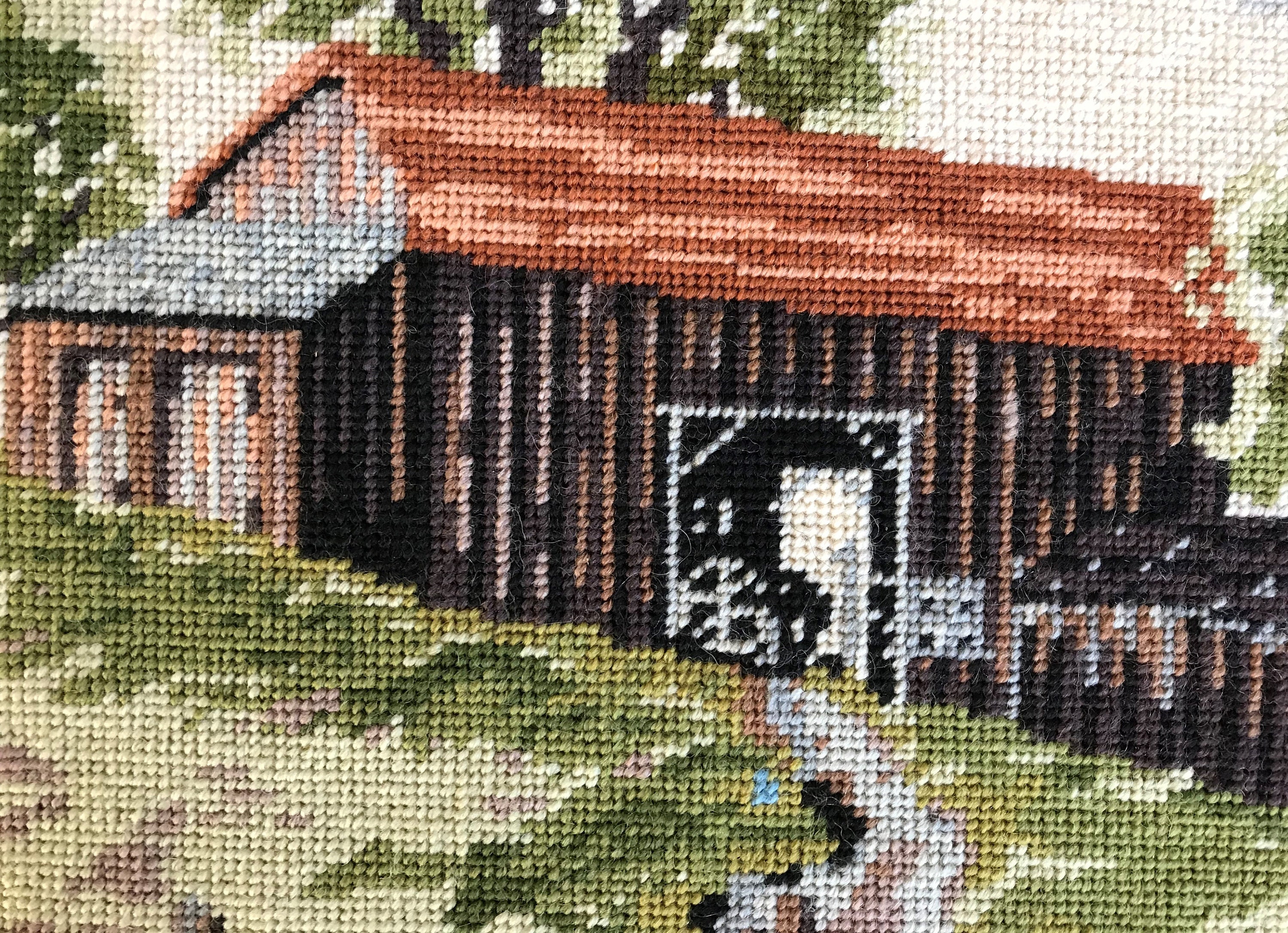 Vintage Needlepoint Barn Scene - Etsy UK