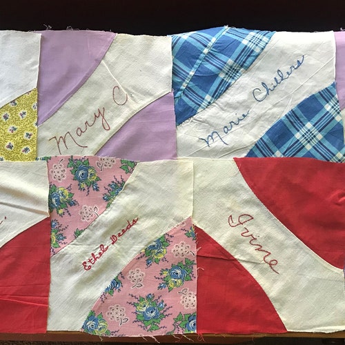 3 Vintage Lady Quilt Blocks / 18 Applique & Embroidered - Etsy