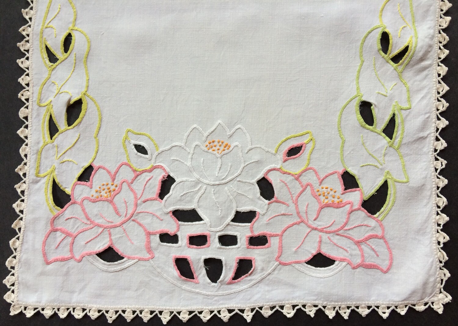 Vintage Runner With Cut Work, Embroidery, and Crochet - Etsy