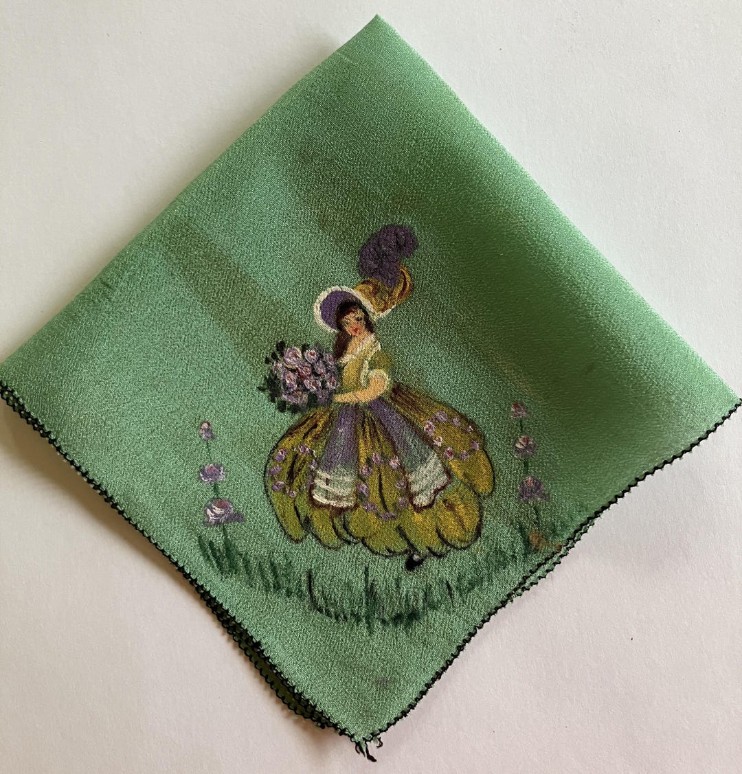 Vintage Hand Painted Handkerchief - Etsy