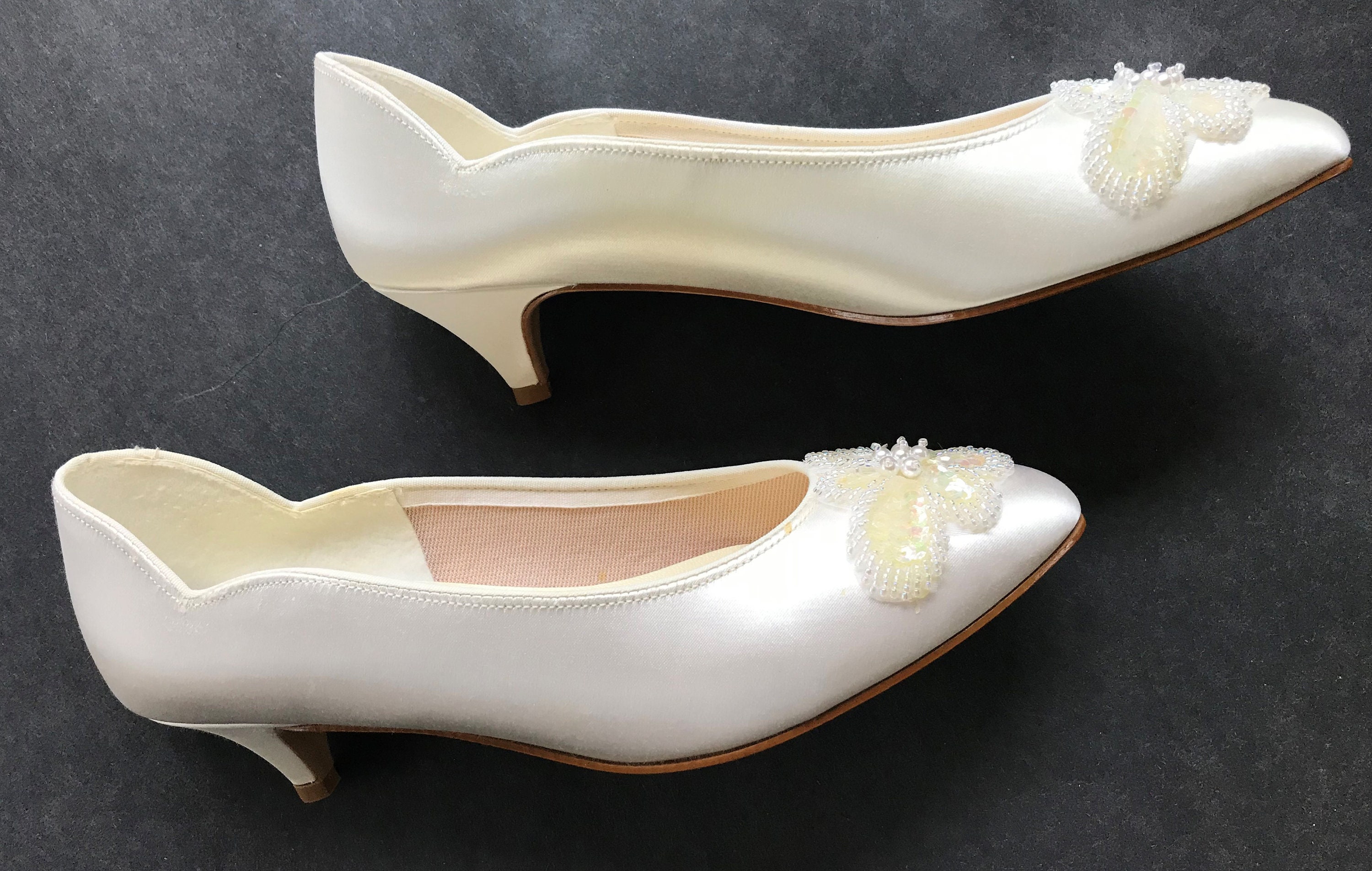 Vintage Coloriffics Bridal White Satin Shoes With Pearl | Etsy