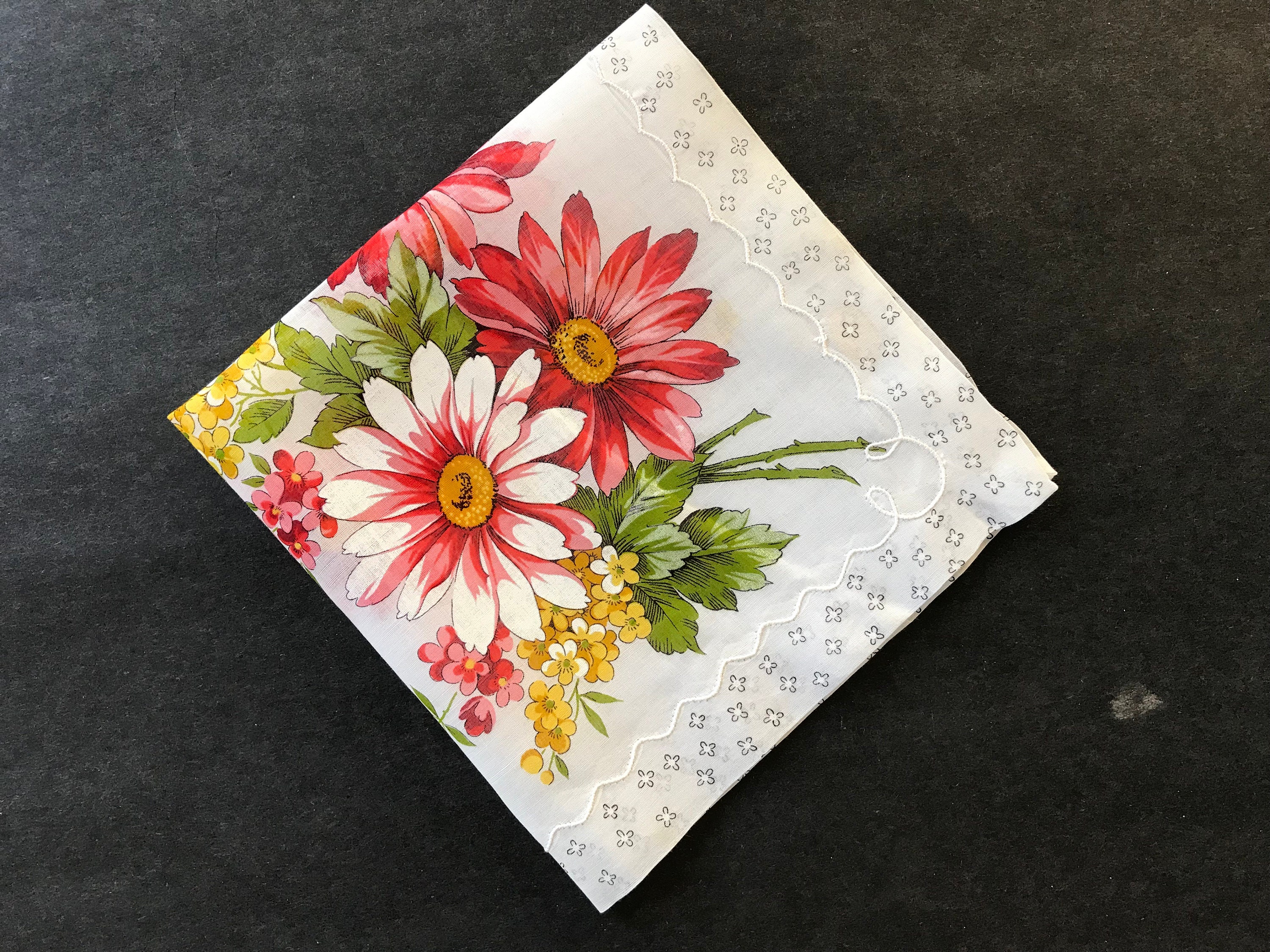 Vintage Handkerchief With Summer Flowers - Etsy