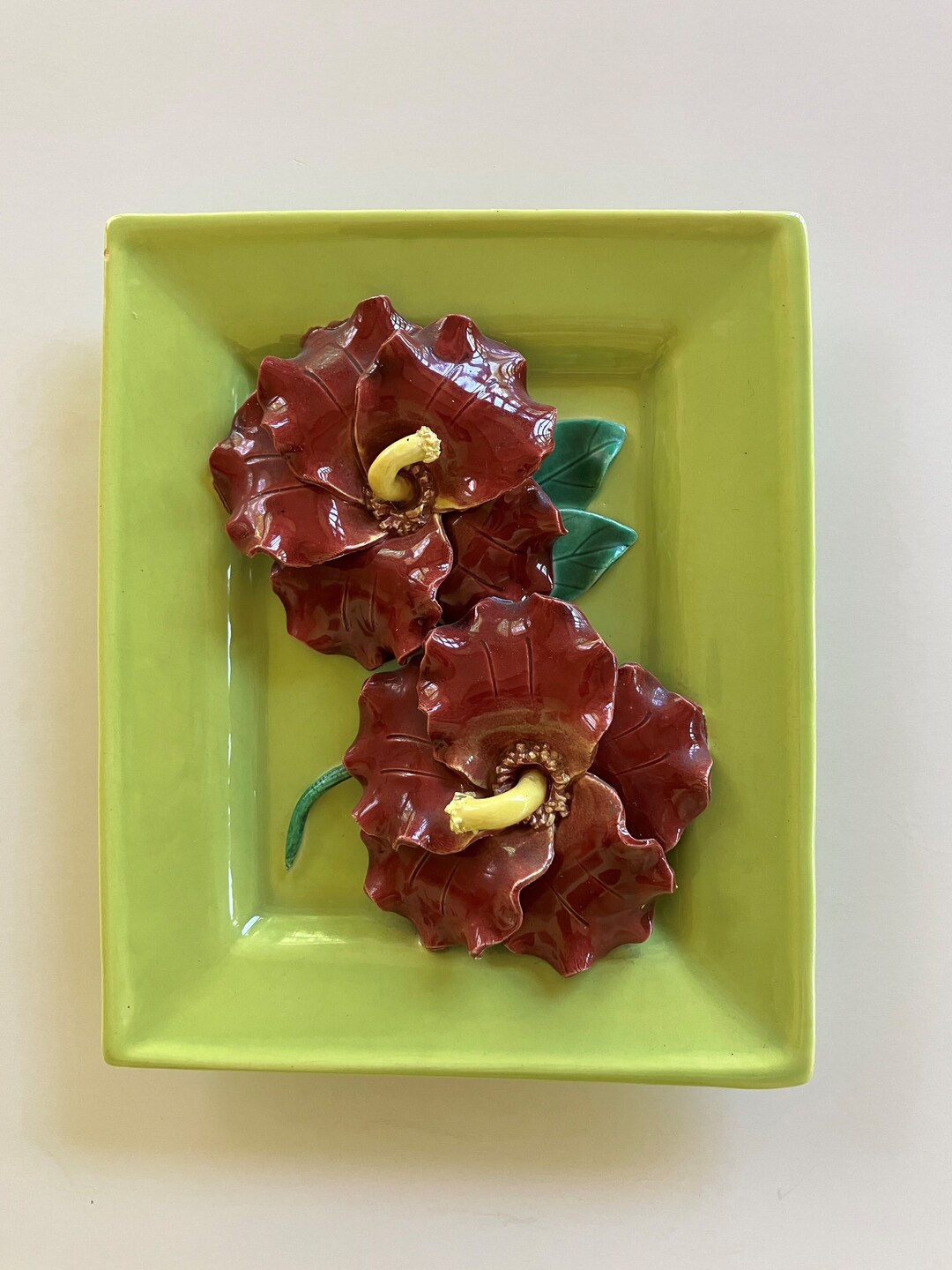 Vintage Ceramic Hibiscus Picture - Etsy